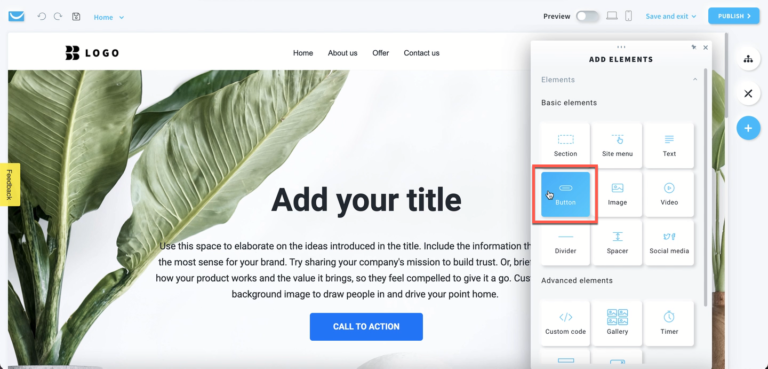 How to add and edit a button on my website?