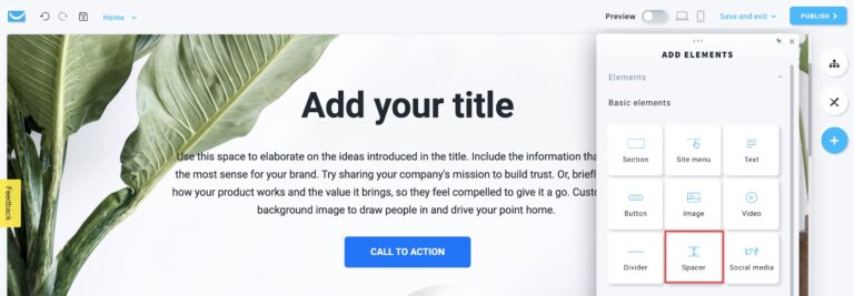 How to add a spacer to my website?