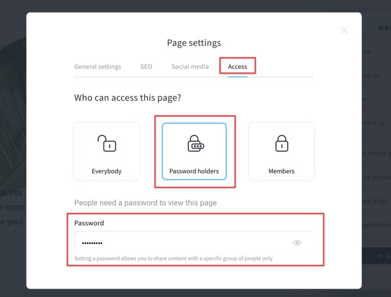 How to add a password-protected page to my website?
