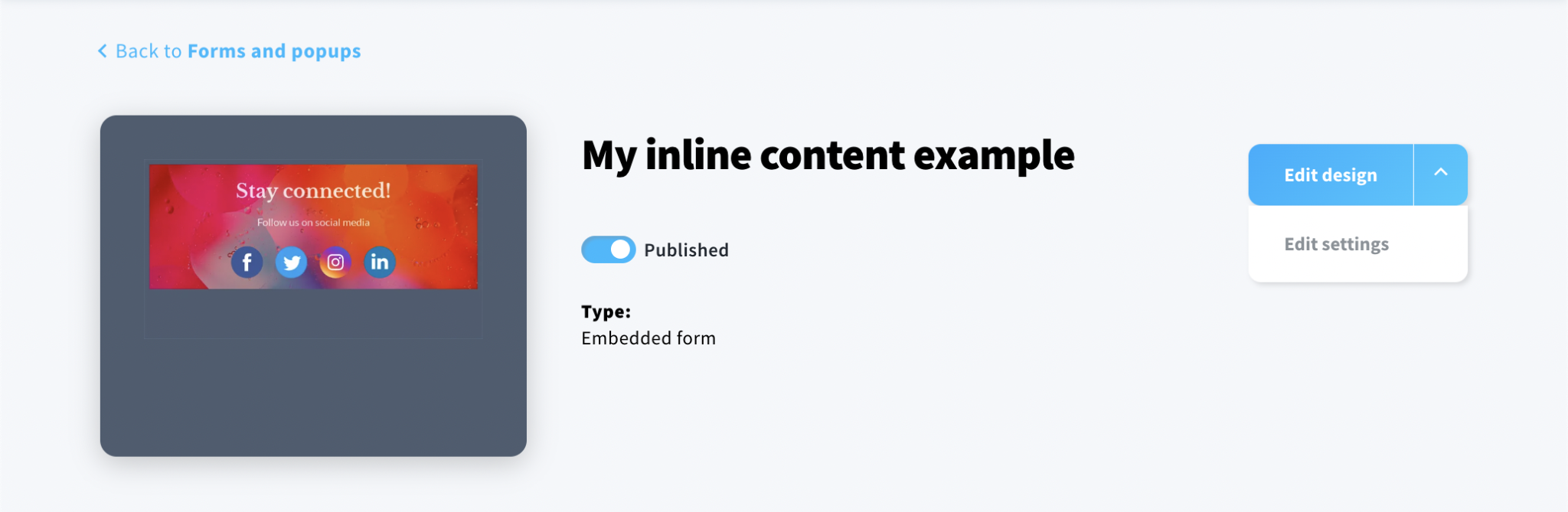 How to embed an inline content's snippet code on my website?