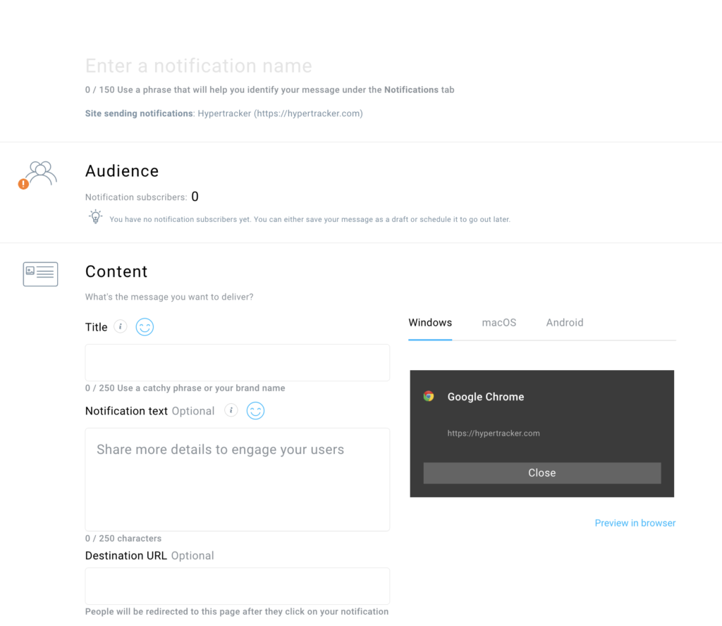 How to create a Web push notification?