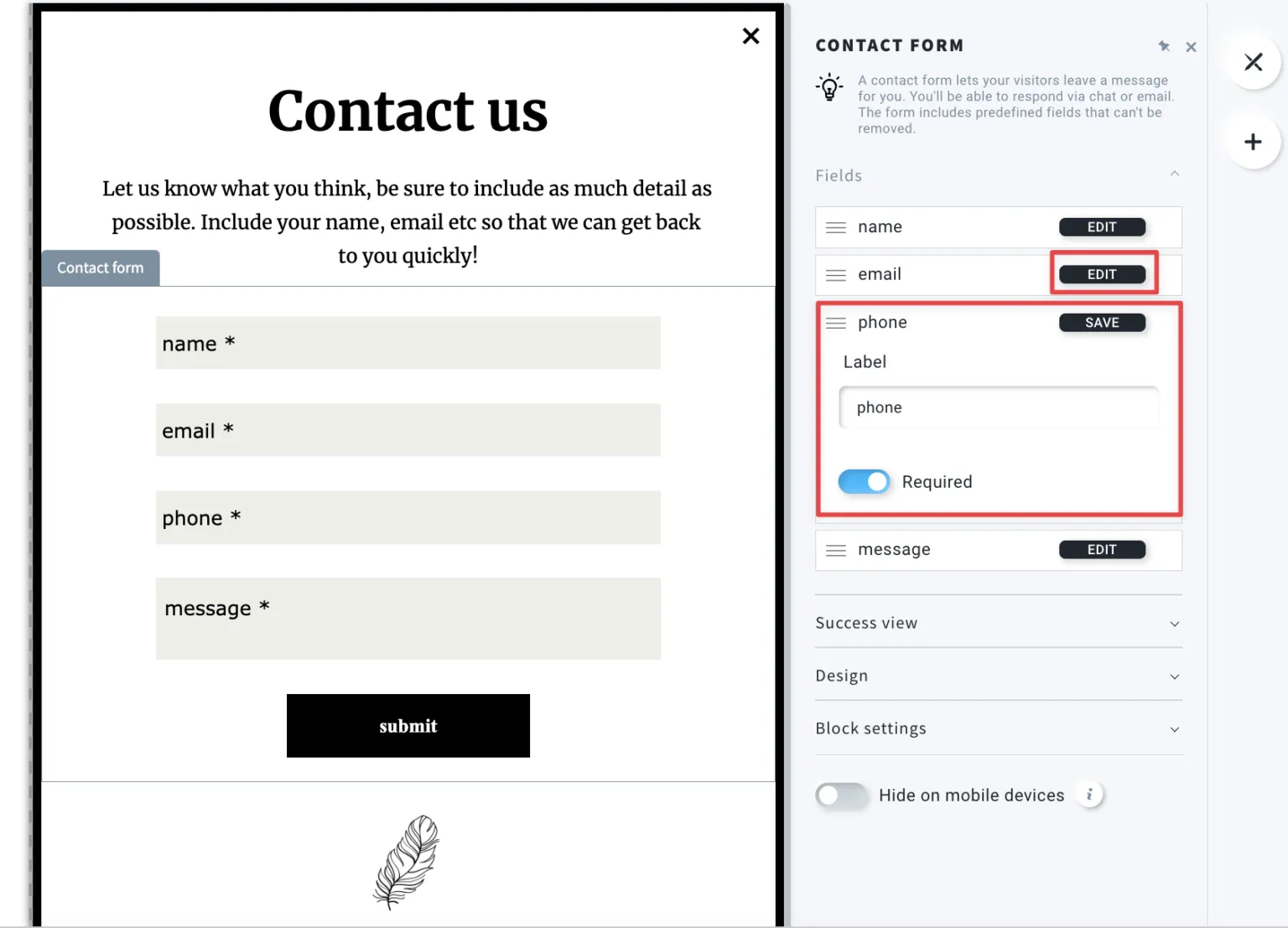 How to add a contact form to my popup or inline content?