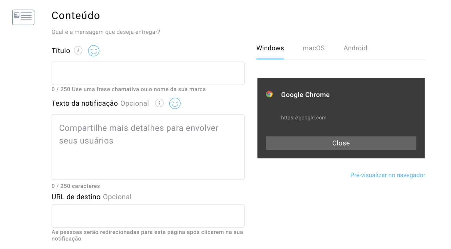 Como criar uma notificação Web push?