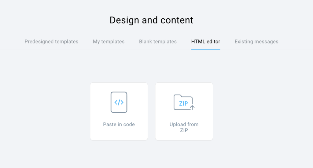 How to upload my own HTML message template?