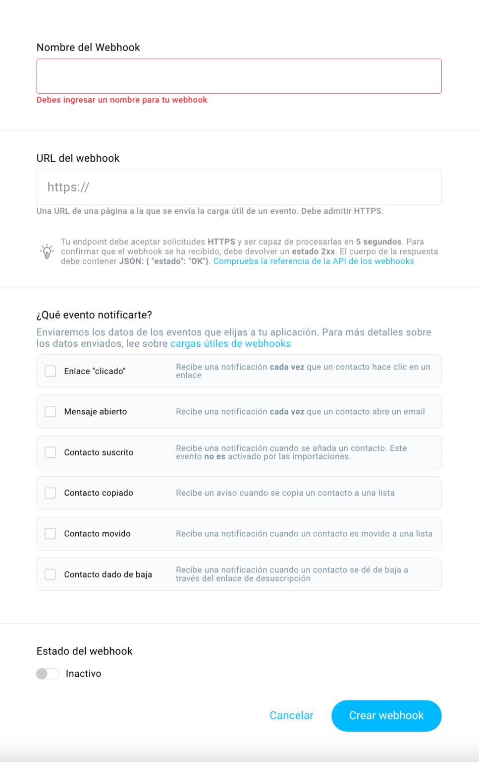 ¿Cómo crear un webhook?