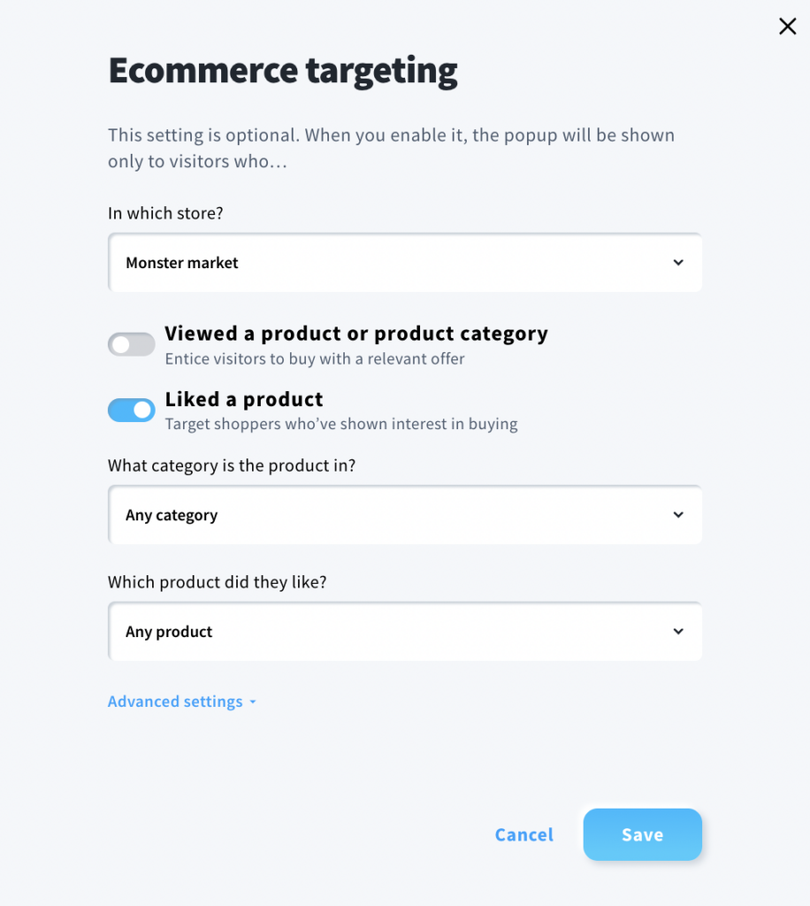 How to trigger a popup based on product view or like?