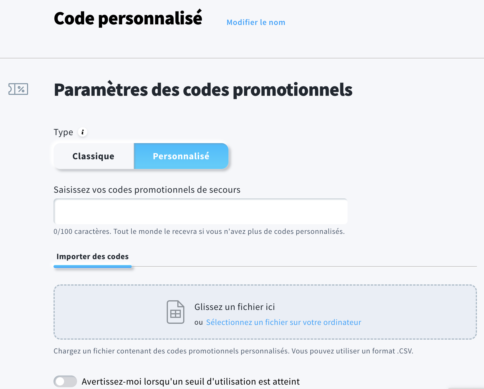 Comment créer des codes promo