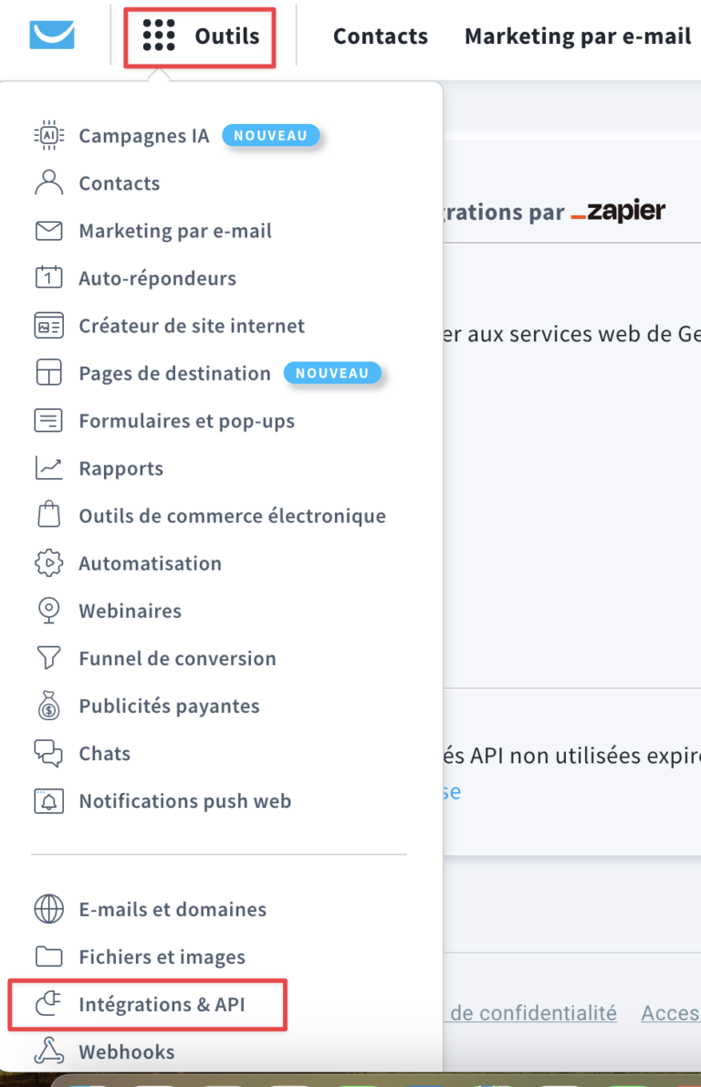 Où trouver la clé API