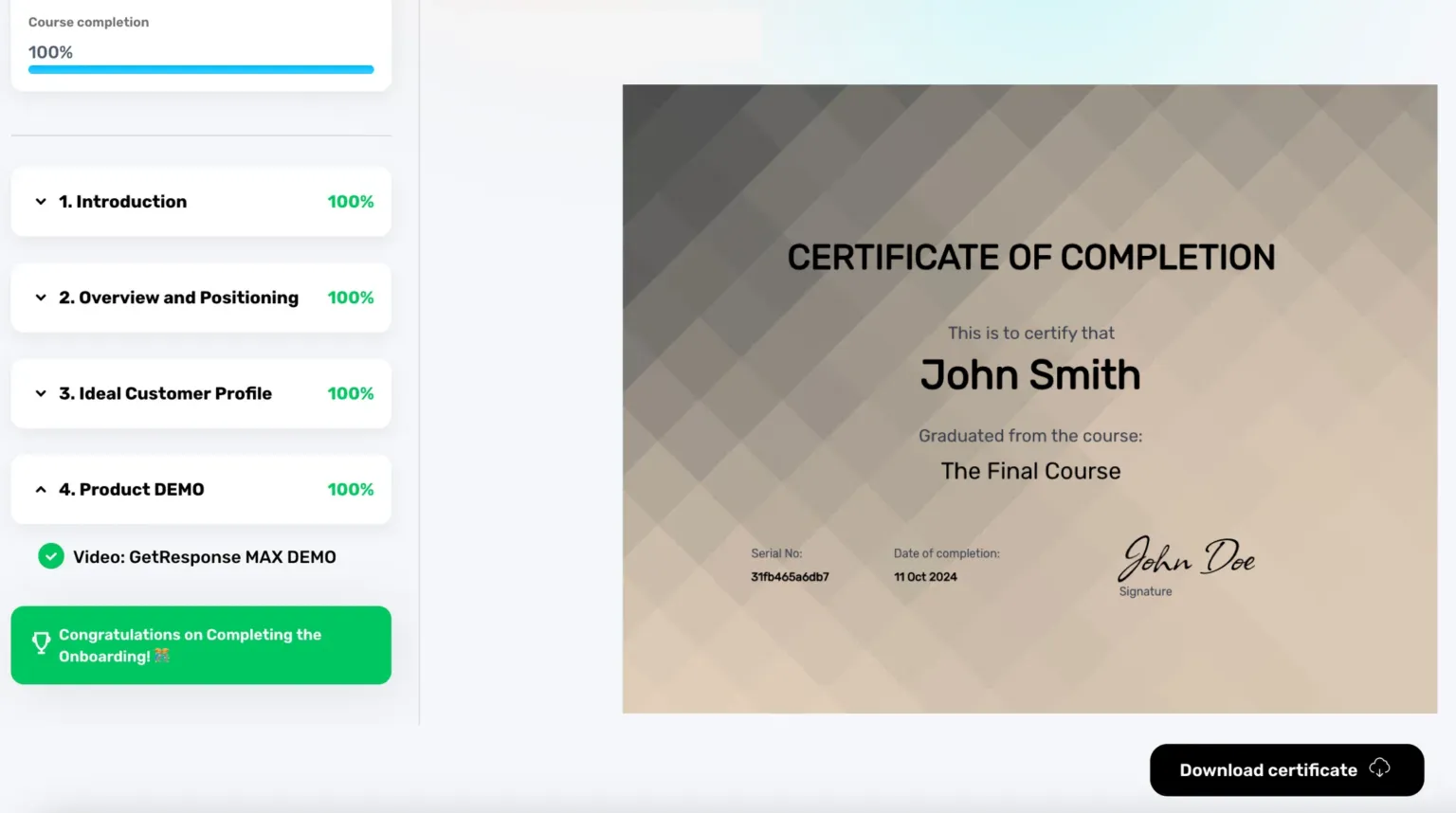 Do I get a certificate after completing the course?